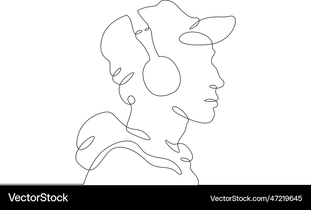 Man with headphones bluetooth headset young man Vector Image