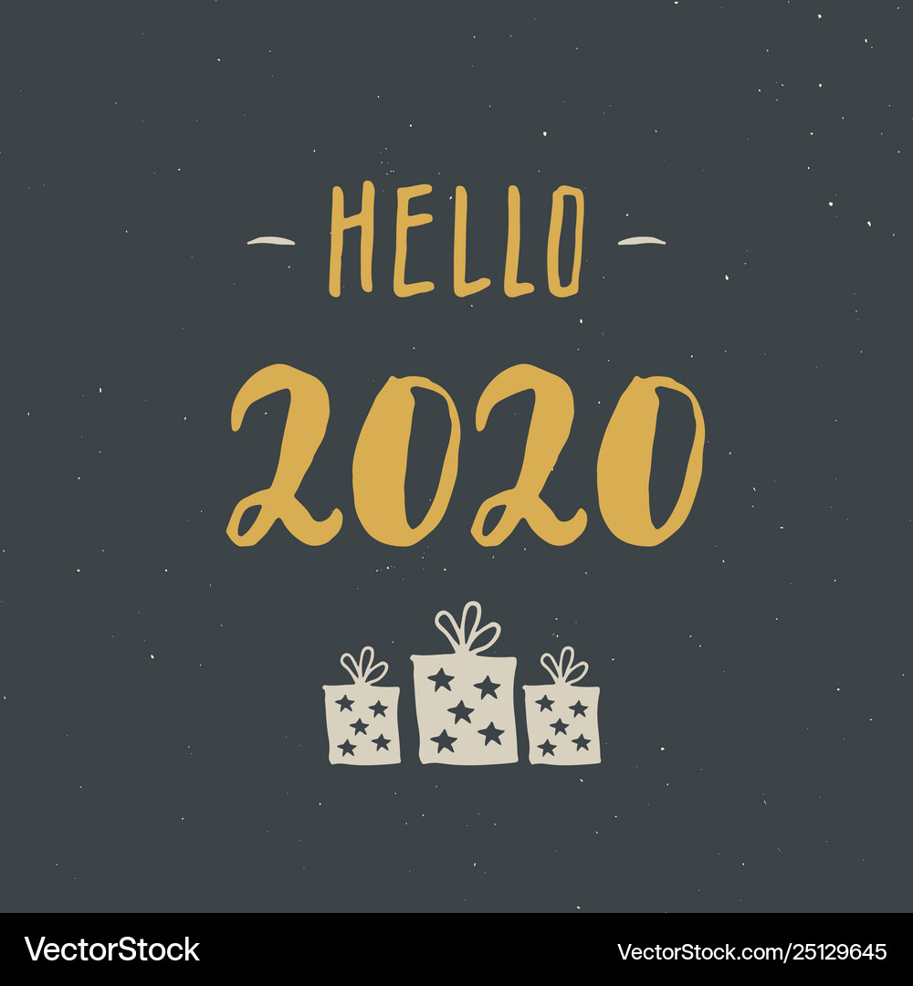 New year greeting card hello 2020 typographic Vector Image