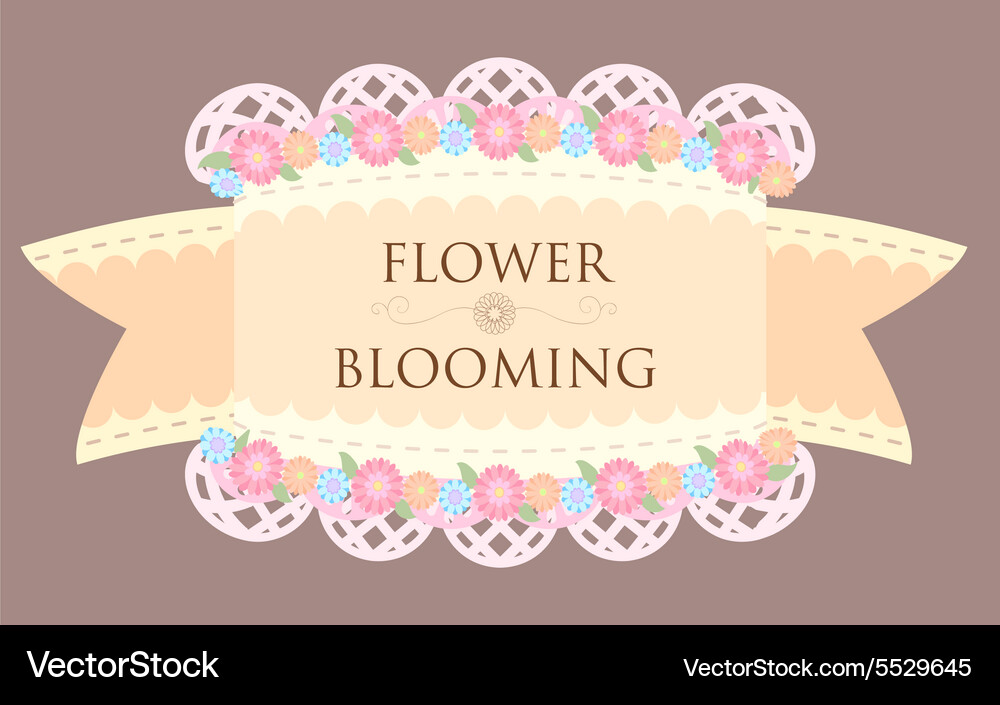 Pastel orange flower blooming tag label Royalty Free Vector