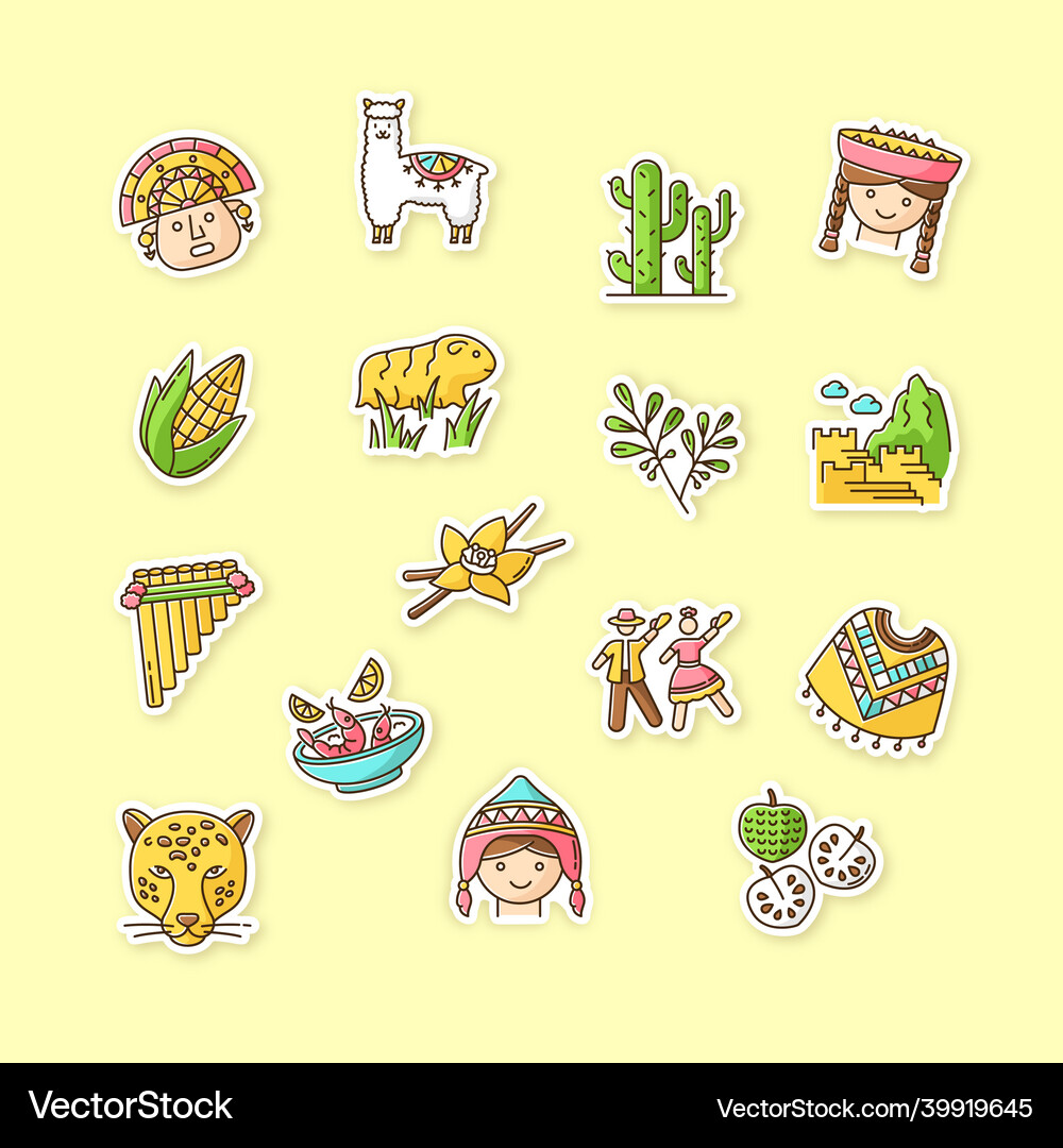 Peru printable patches peruvian sights culture Vector Image