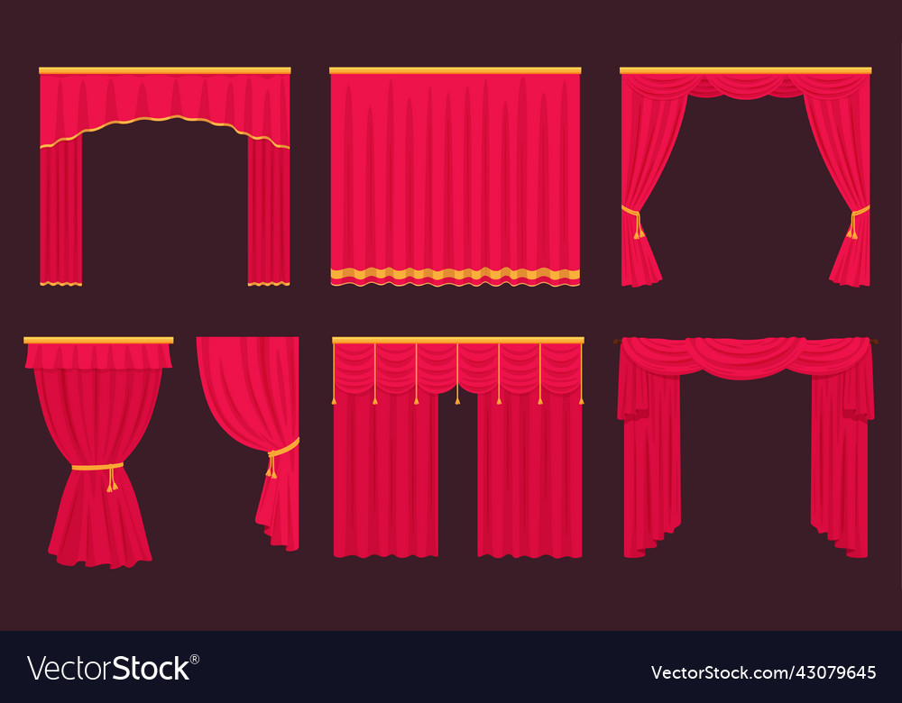 Red Corduroy Theater Curtains Royalty Free Vector Image