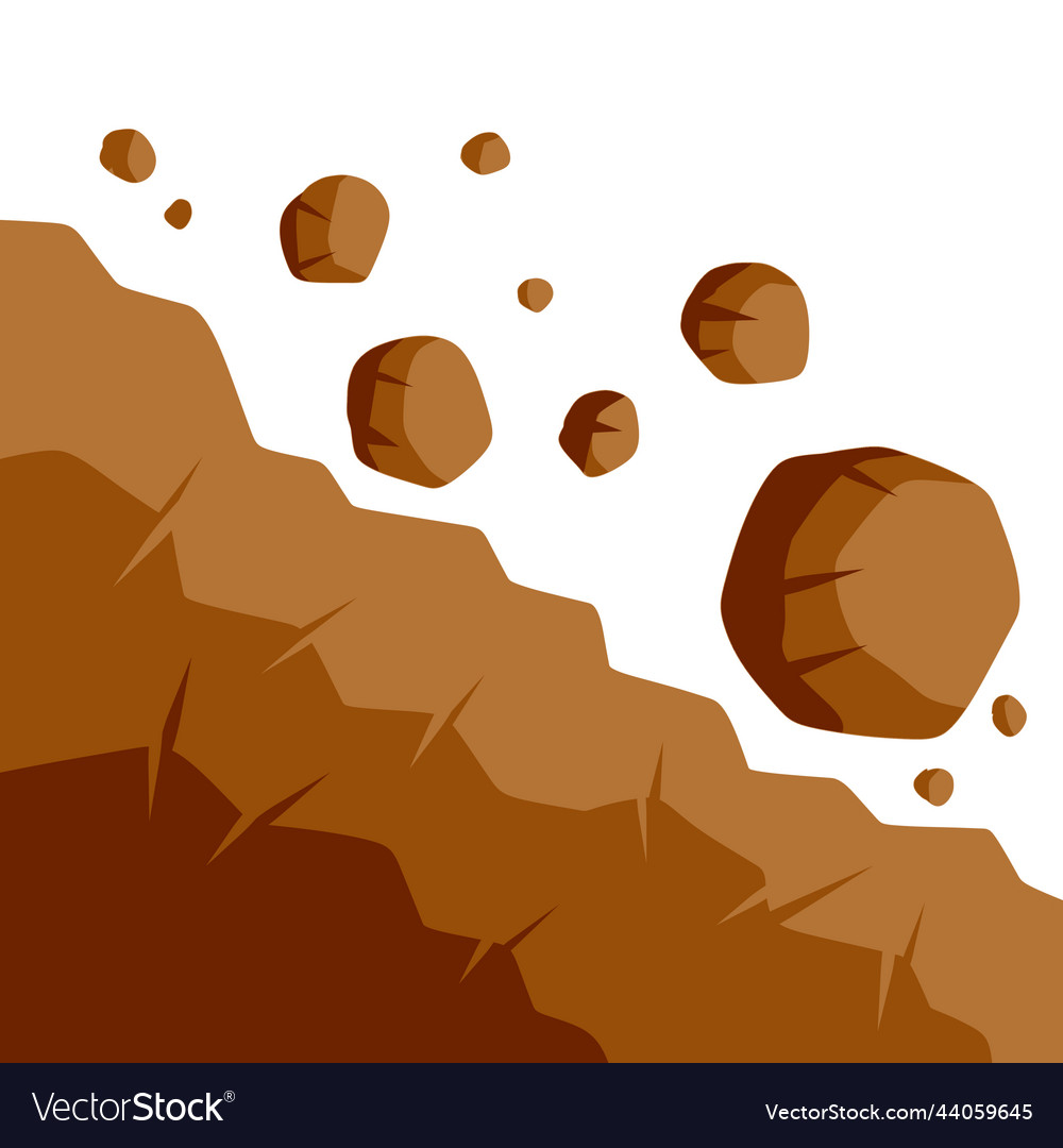 Rock rolls off cliff falling boulder Royalty Free Vector Rock rolls off cliff falling boulder Royalty Free Vector