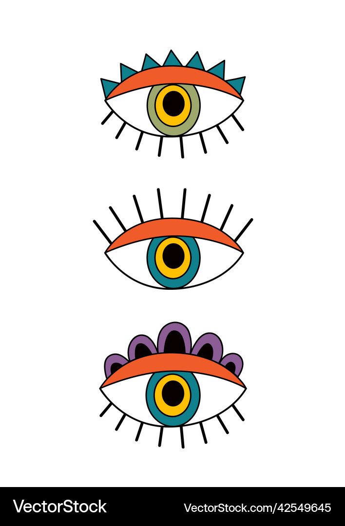 Set of isolated retro evil eyes Royalty Free Vector Image