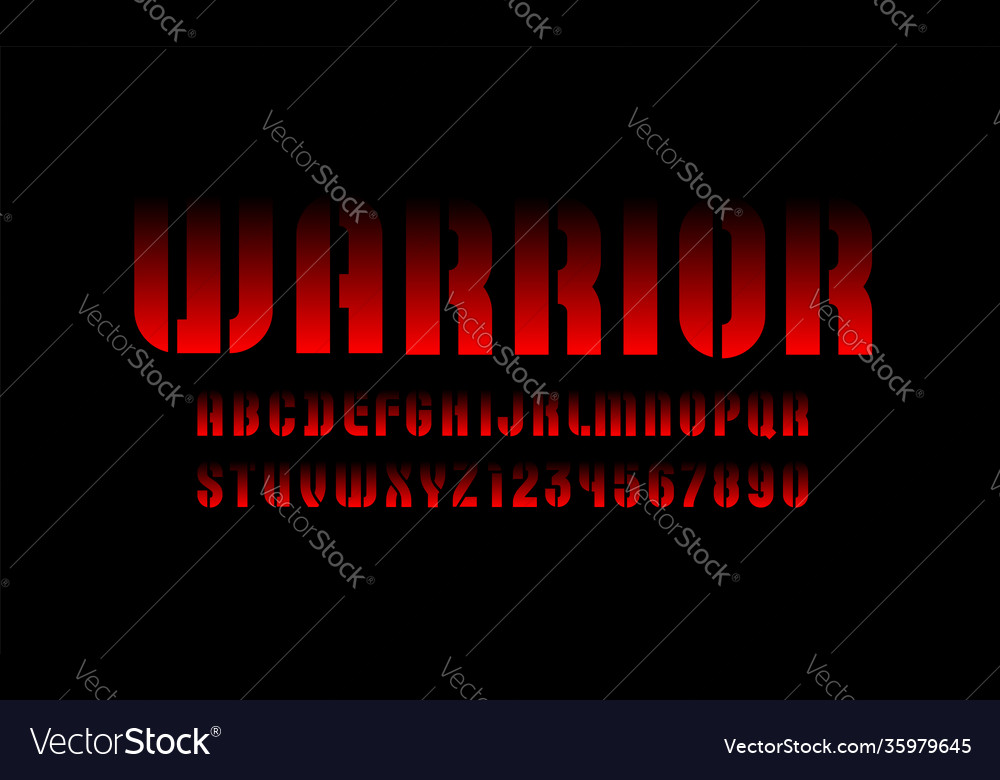 Stencil red font condensed alphabet modern Vector Image