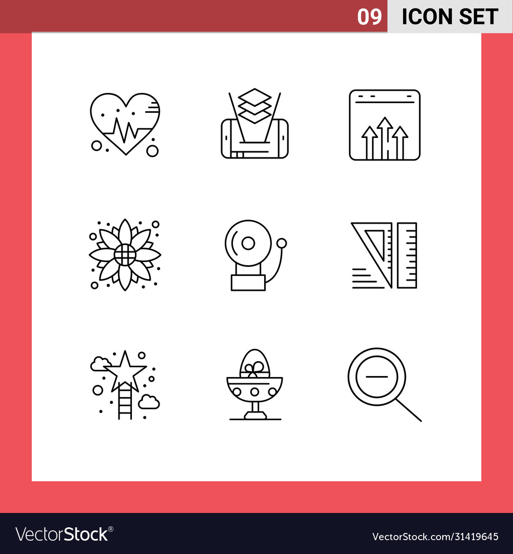 Stock icon pack 9 line signs and symbols for Vector Image