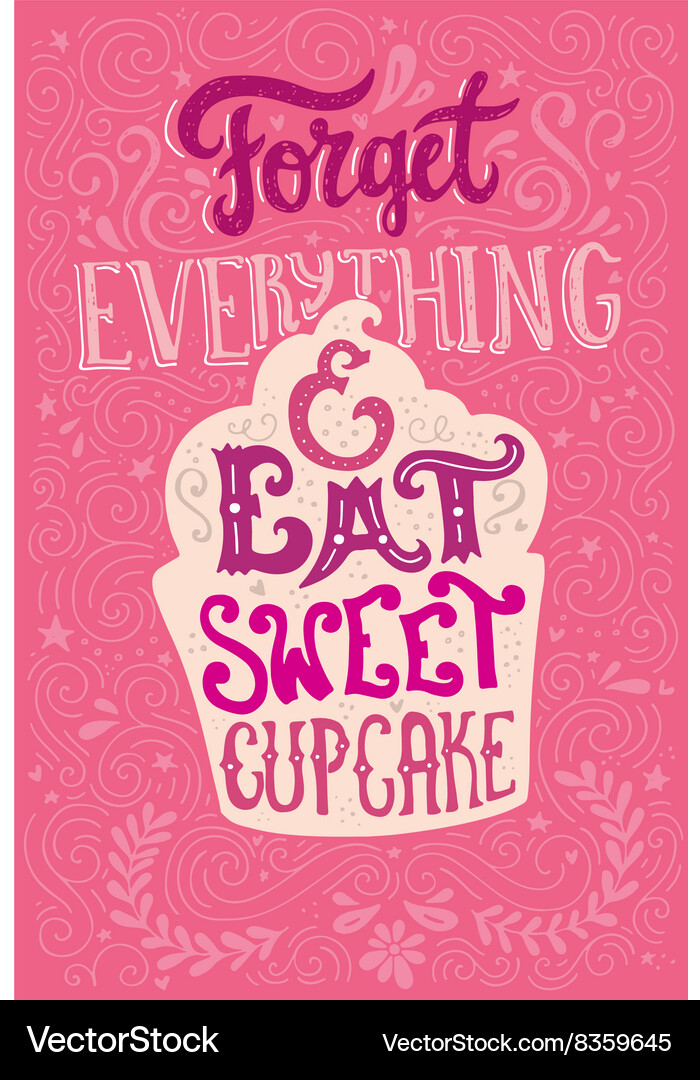 Sweet Cupcake Art Poster Royalty Free Vector Image