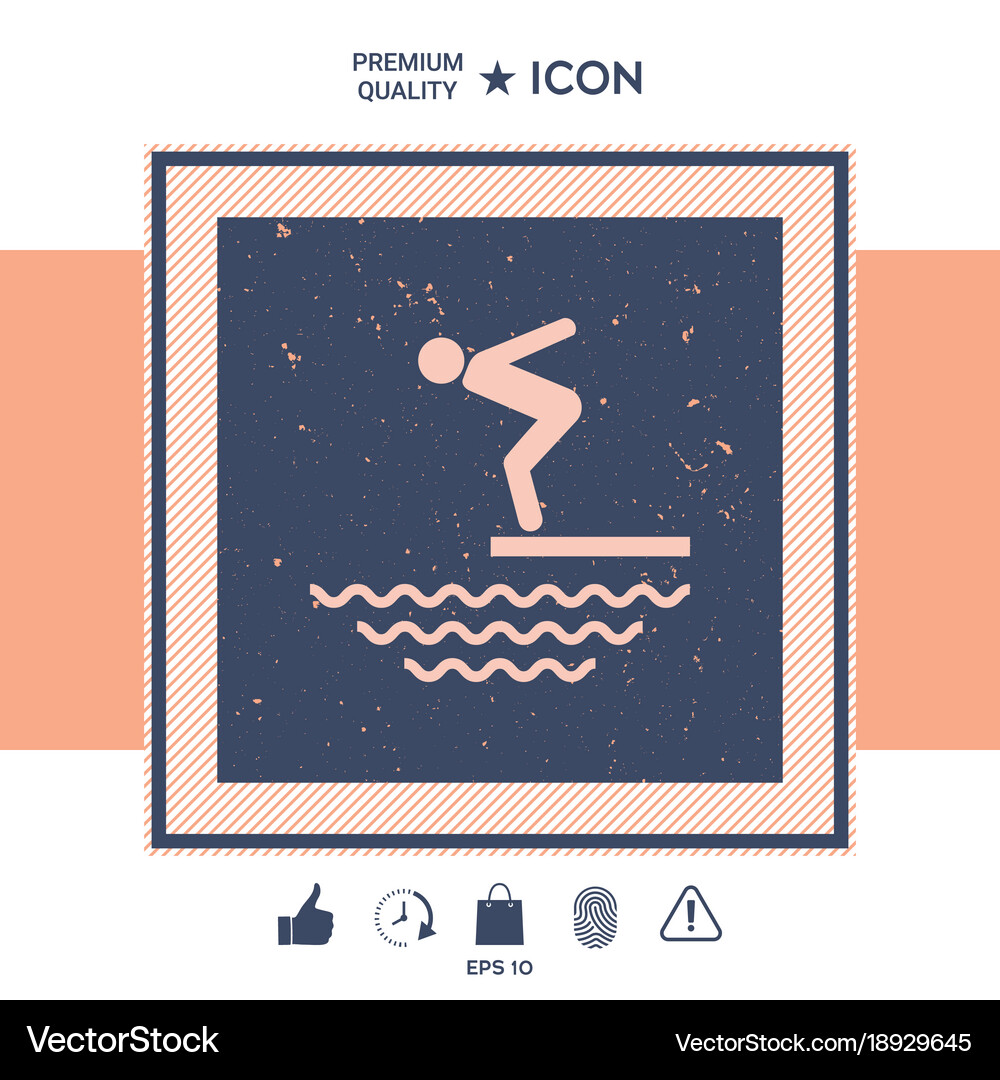 Swimmer on a springboard jumping into the water Vector Image