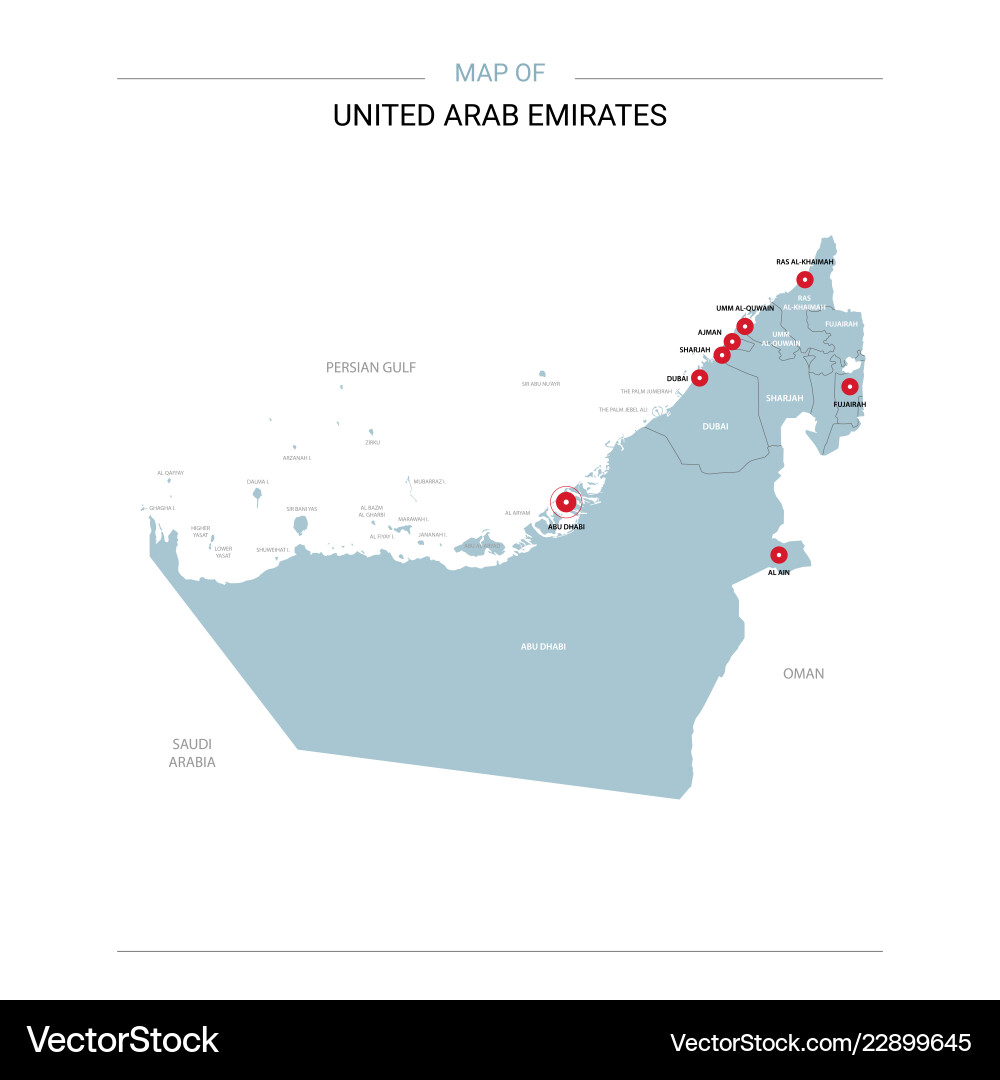 United arab emirates map with red pin Royalty Free Vector