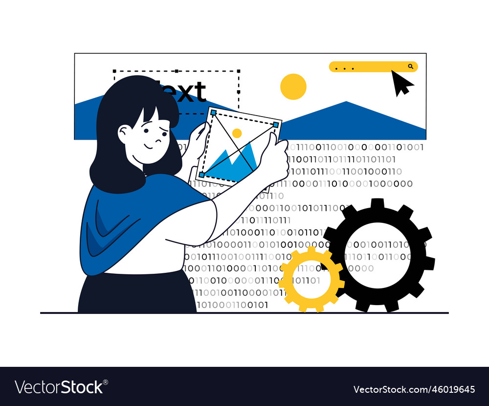 Web development concept with character situation Vector Image