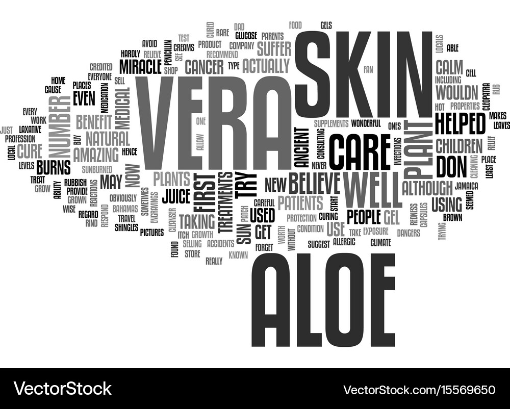 Aloe vera remedies text word cloud concept Vector Image