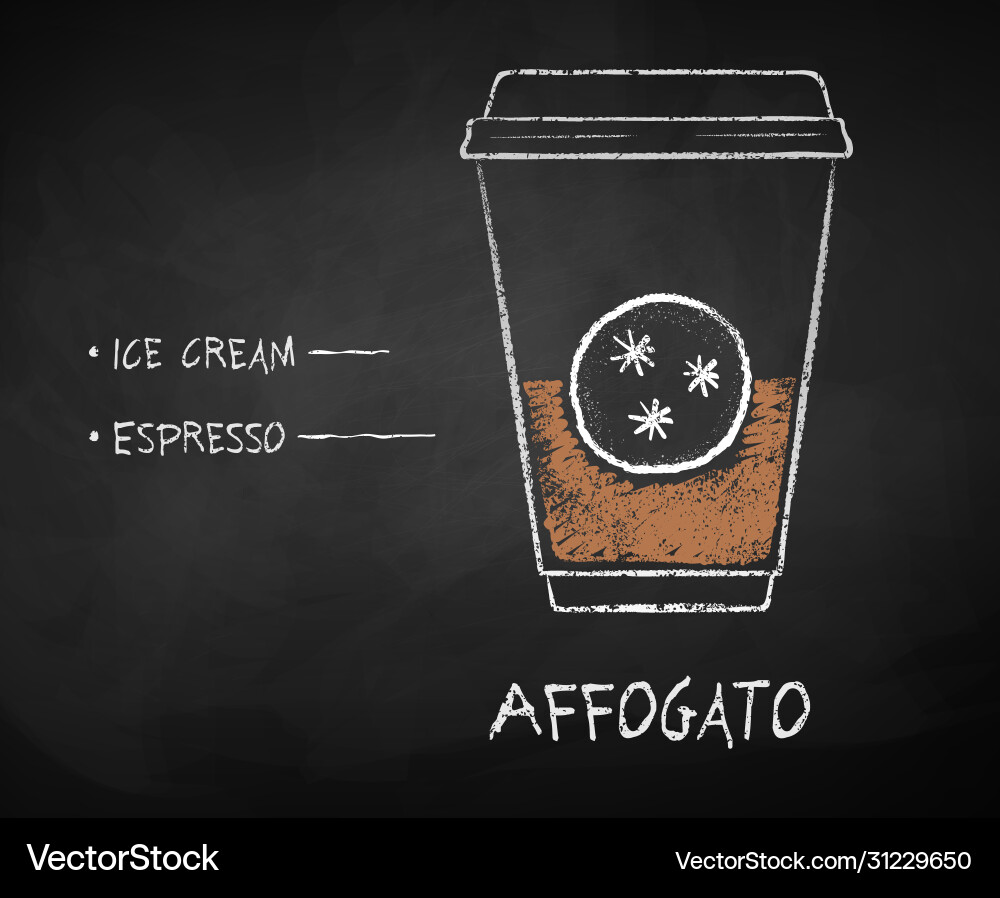 Chalk drawn sketch affogato coffee Royalty Free Vector Image