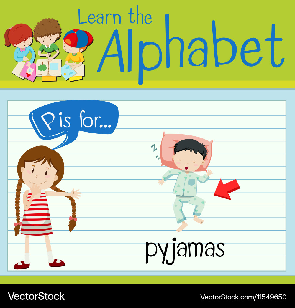 Flashcard letter p is for pyjamas Royalty Free Vector Image