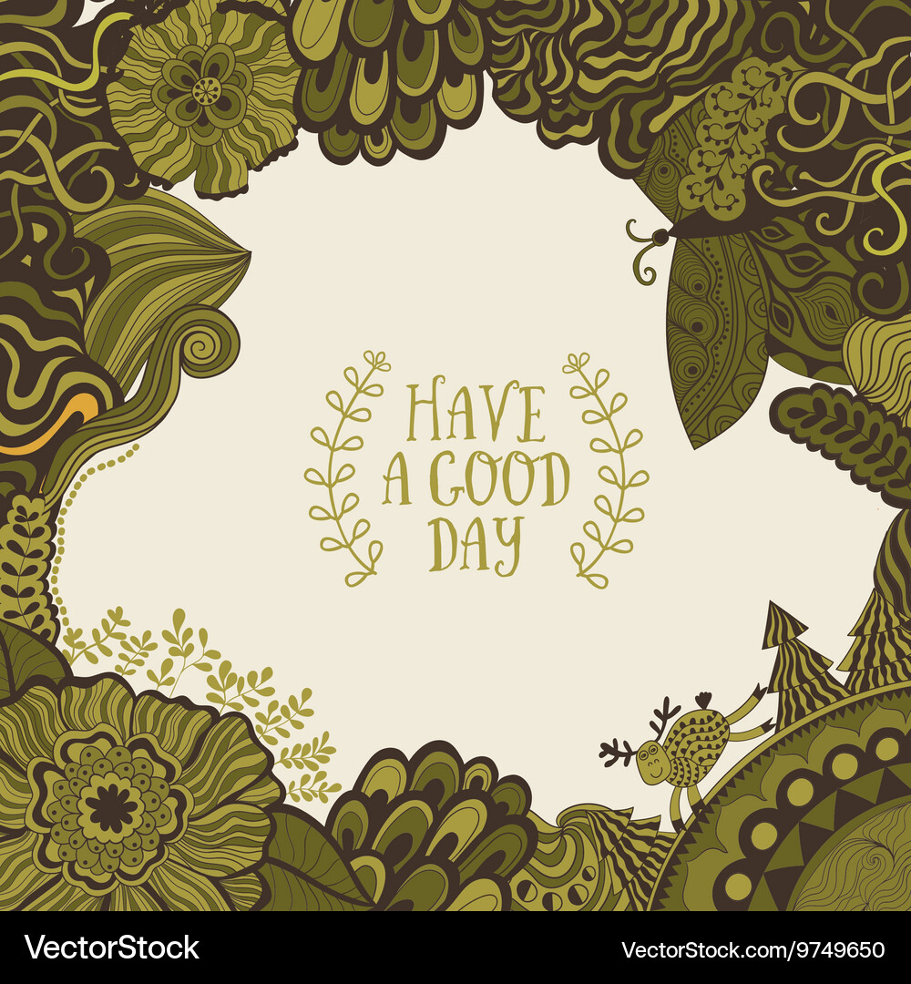 Invitation card with a floral doodle frame Vector Image