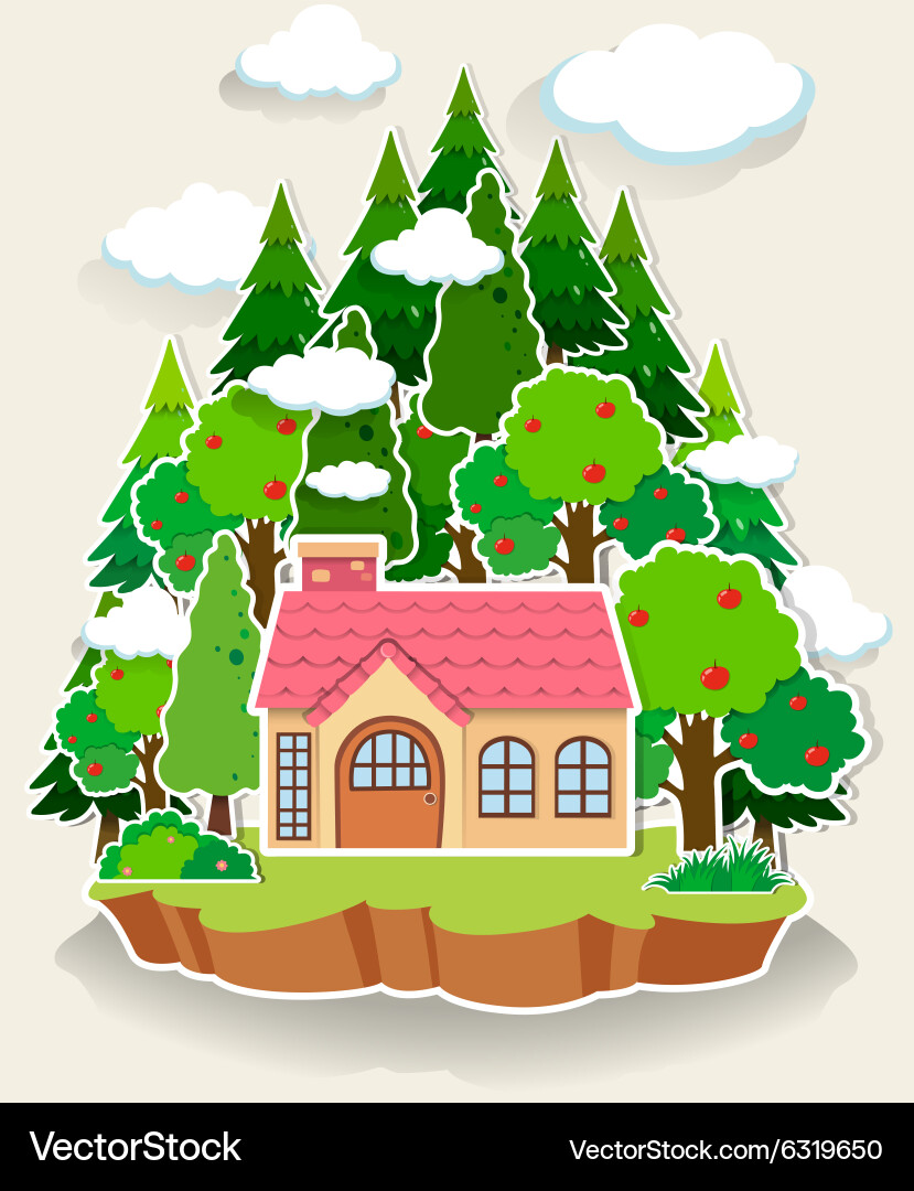Little house in the forest Royalty Free Vector Image