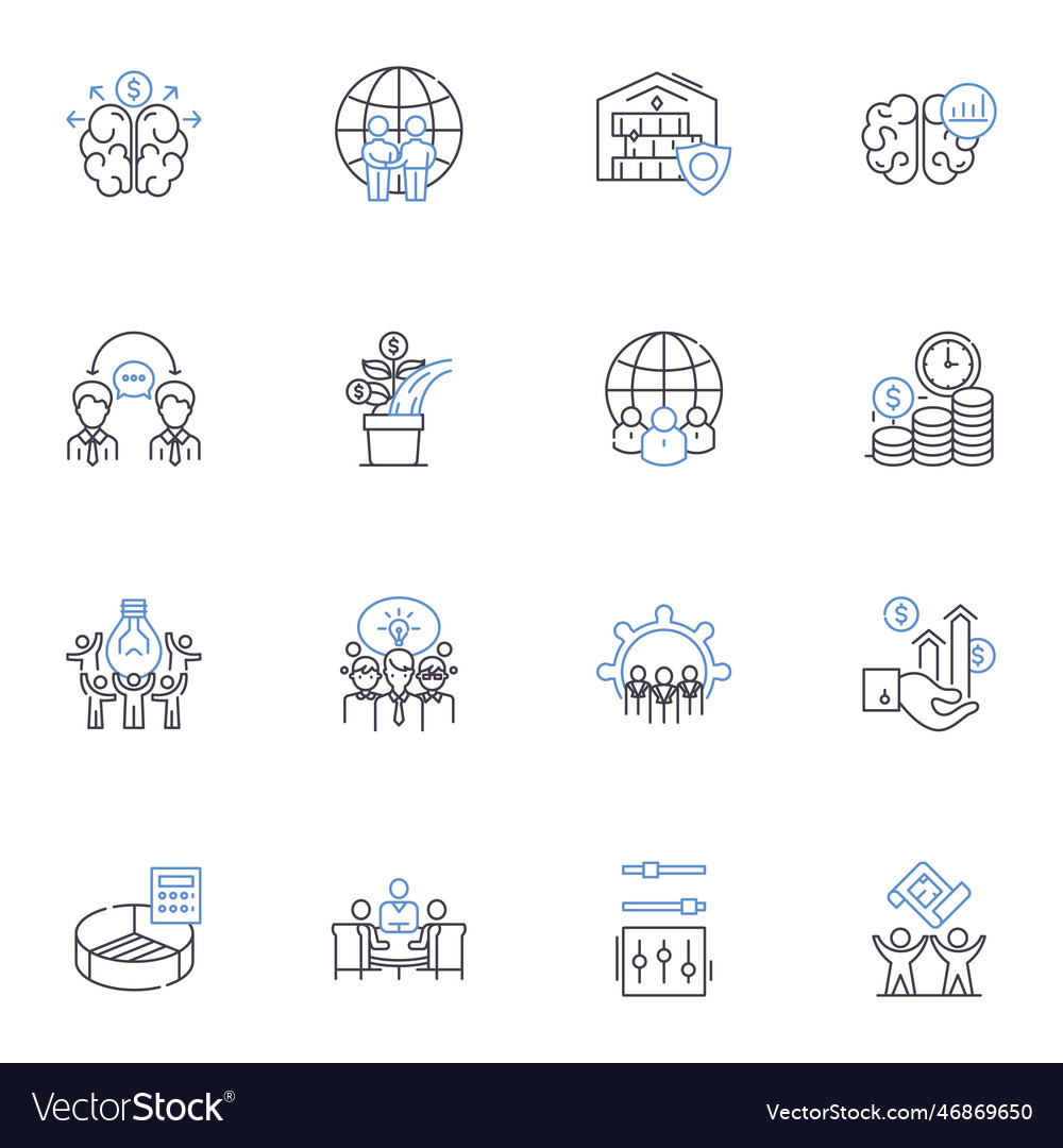 Missions Line Icons Collection Purpose Adventure Vector Image