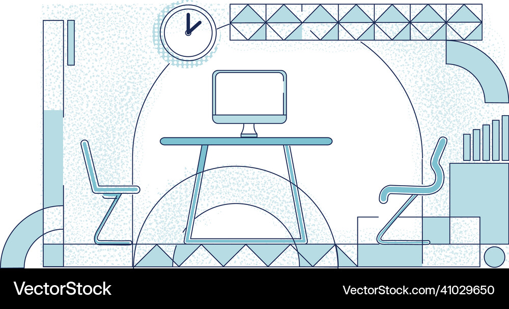 Modern office coworking place outline Royalty Free Vector