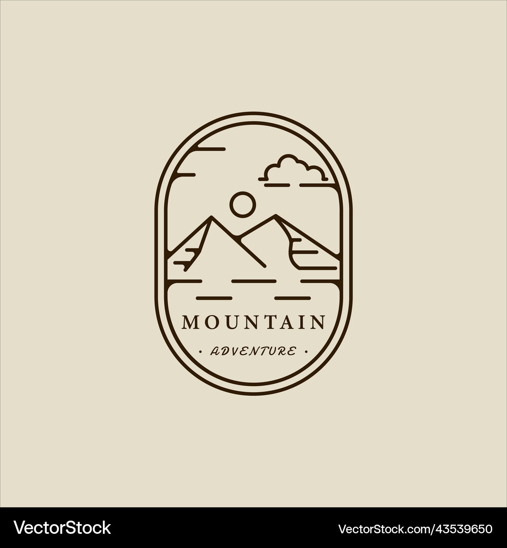 Mountain line art simple emblem logo template Vector Image