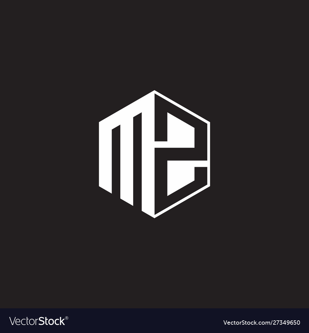 Mz logo monogram hexagon with black background Vector Image