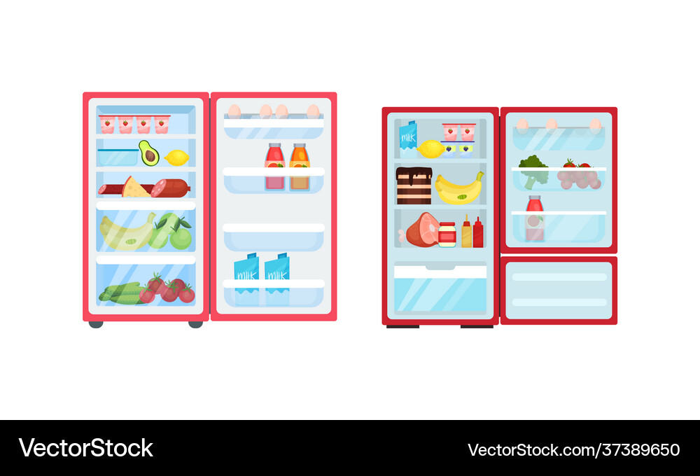 Open refrigerator or fridge as home appliance Vector Image