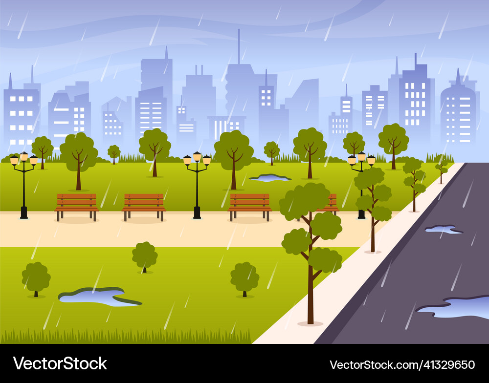 Rain storm background at rainy weather Royalty Free Vector