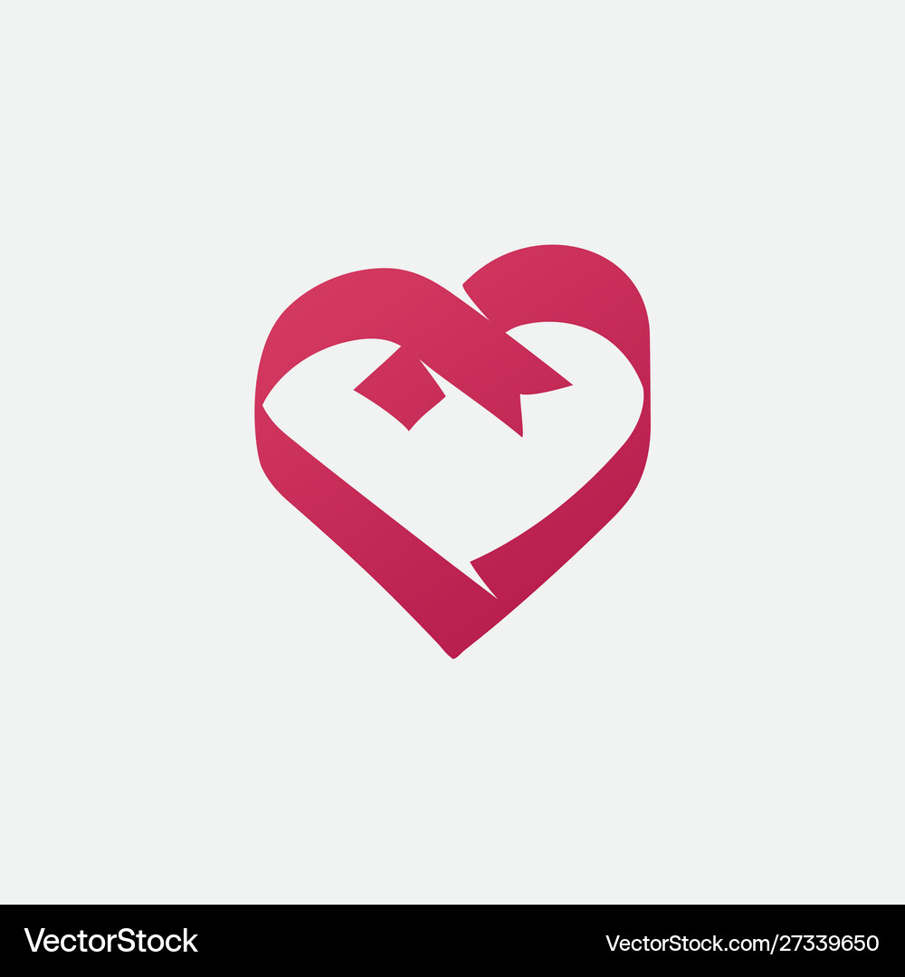 Red heart ribbon icon Royalty Free Vector Image