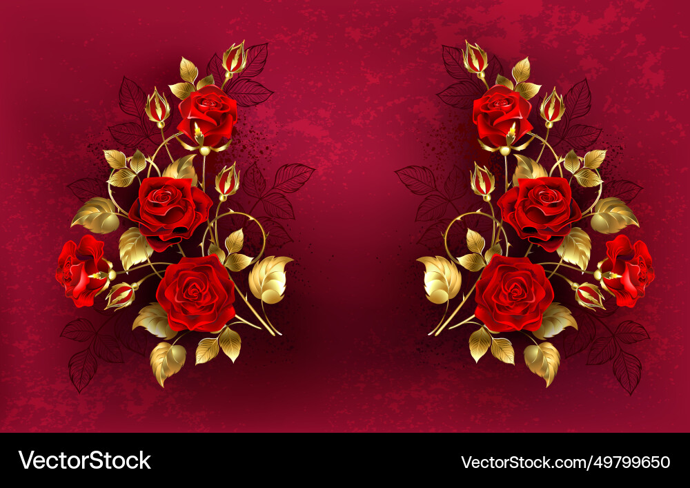 Symmetrical composition of red roses Royalty Free Vector