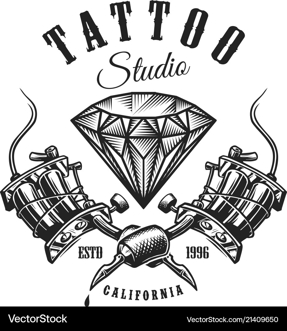 Vintage tattoo monochrome label Royalty Free Vector Image