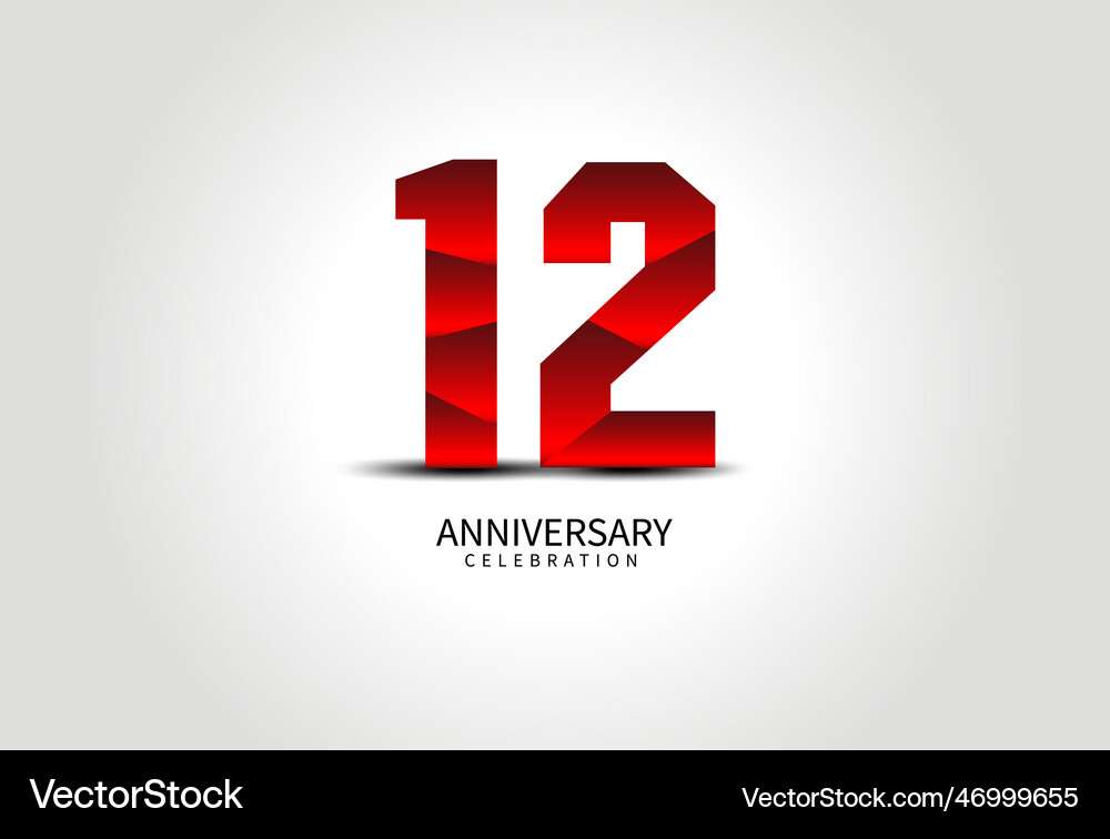 12 year anniversary celebration logo red Vector Image