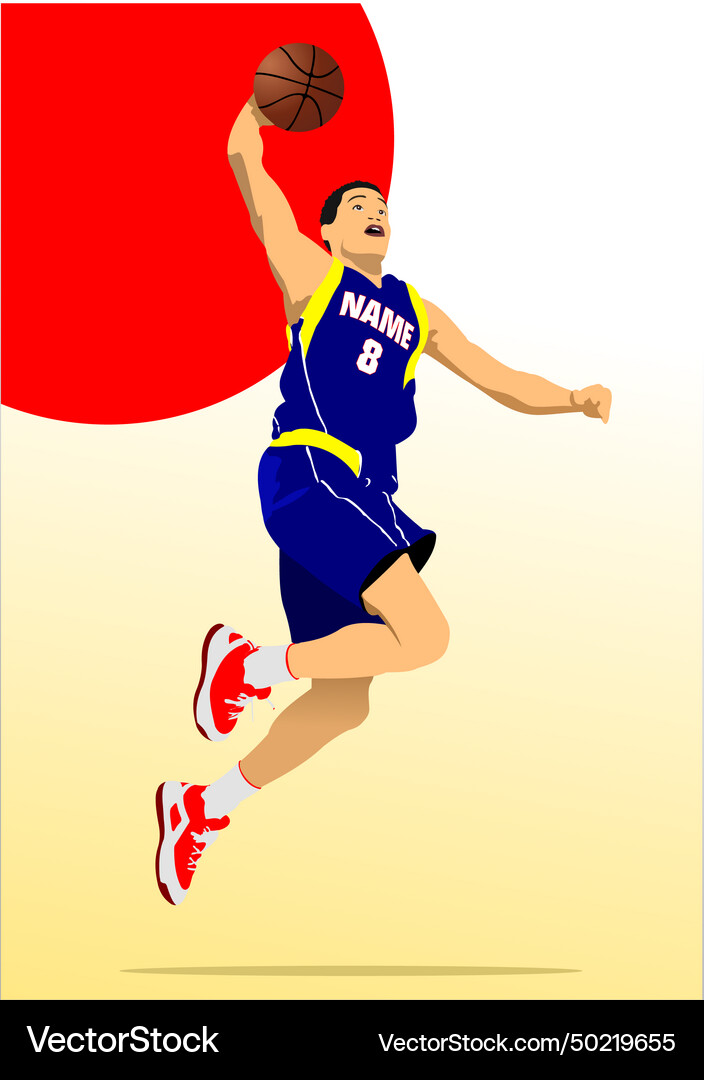 Basketball player poster colored 3d for designers Vector Image