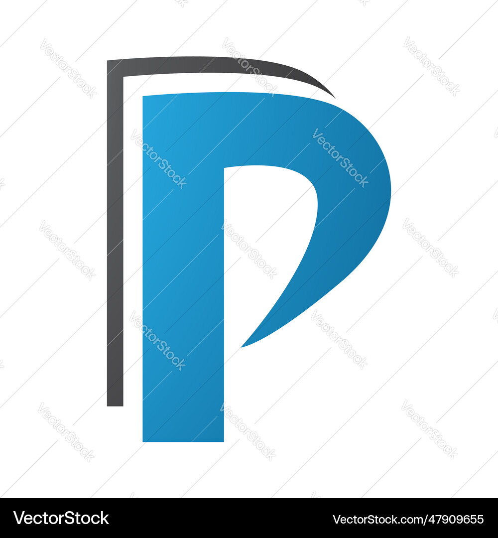 Blue and black layered letter p icon Royalty Free Vector