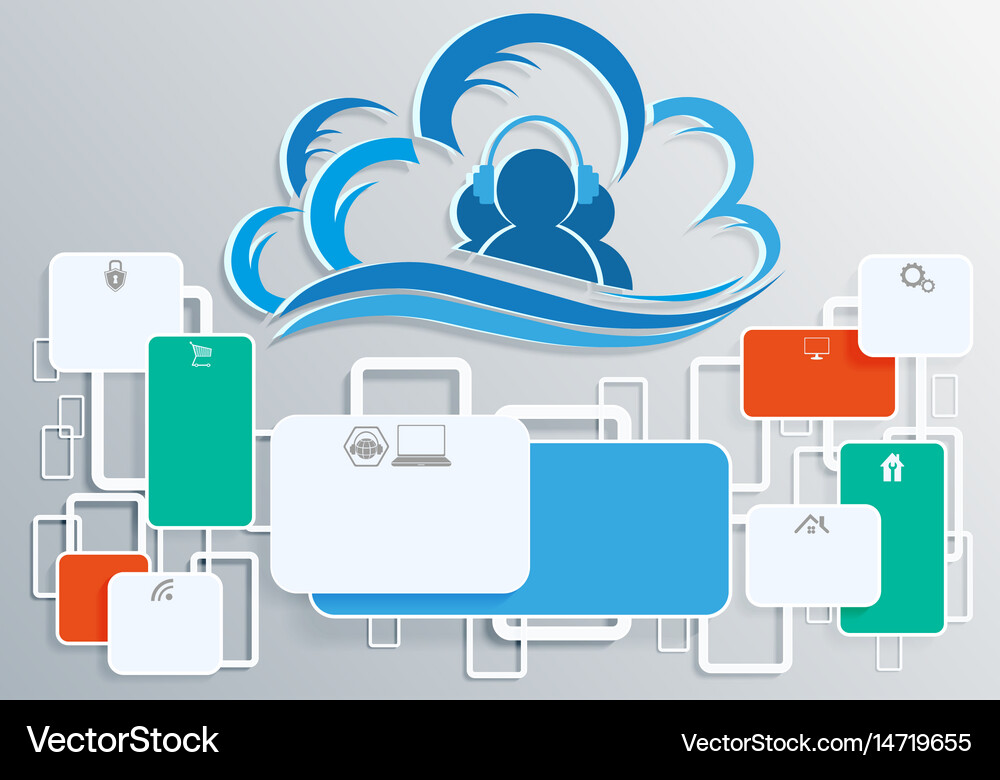 Computer cloud with silhouettes of people Vector Image
