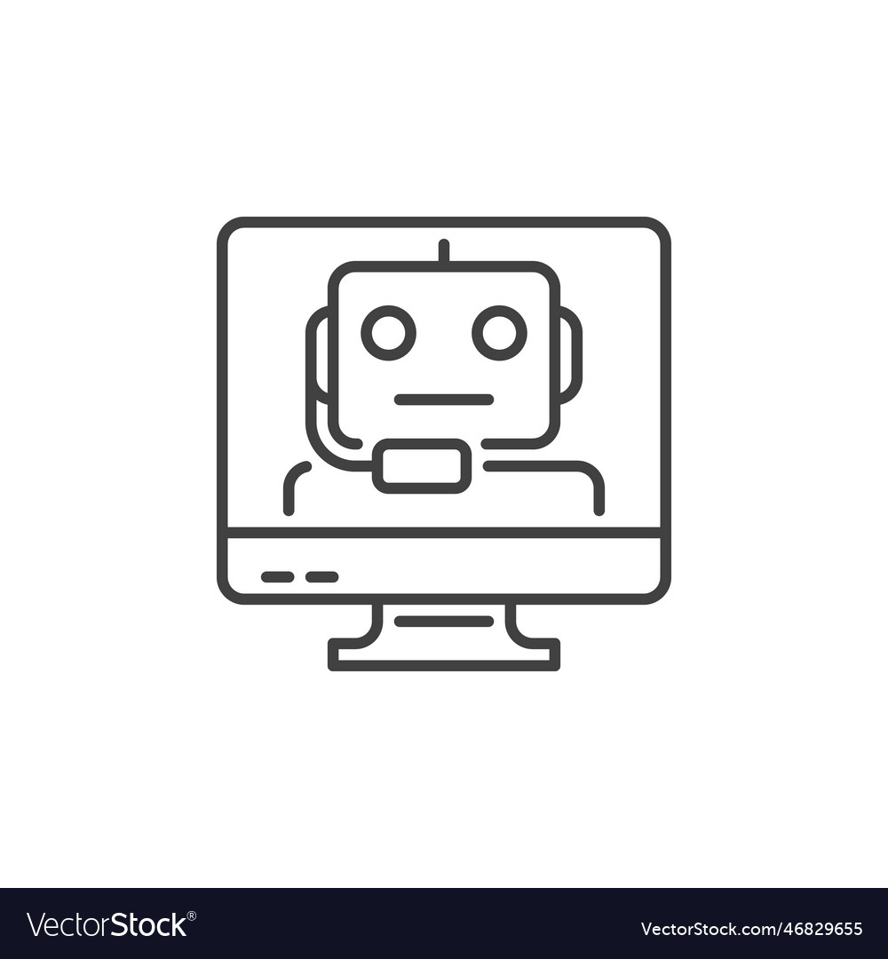Computer screen with chatbot online chat thin Vector Image