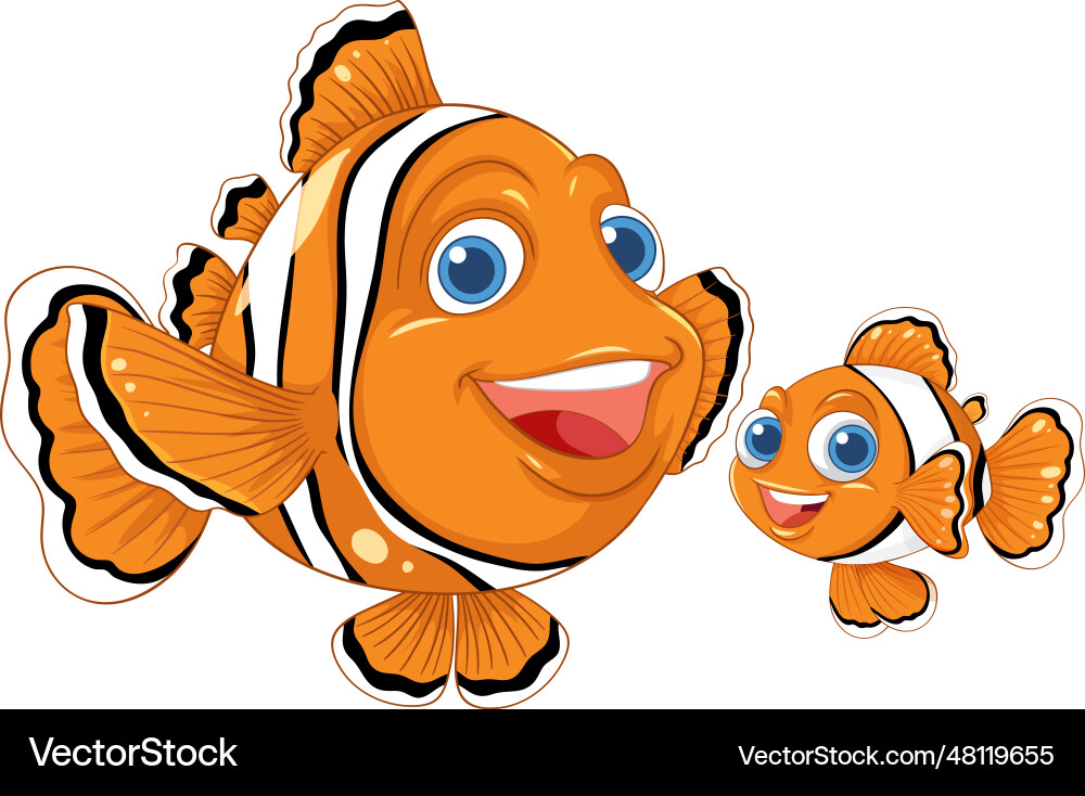 Cute clownfish cartoon isolated Royalty Free Vector Image