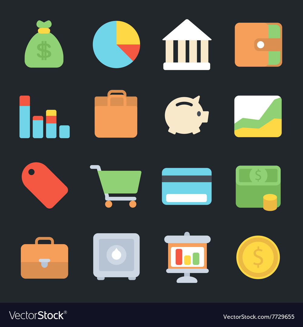 Finance flat icons Royalty Free Vector Image - VectorStock