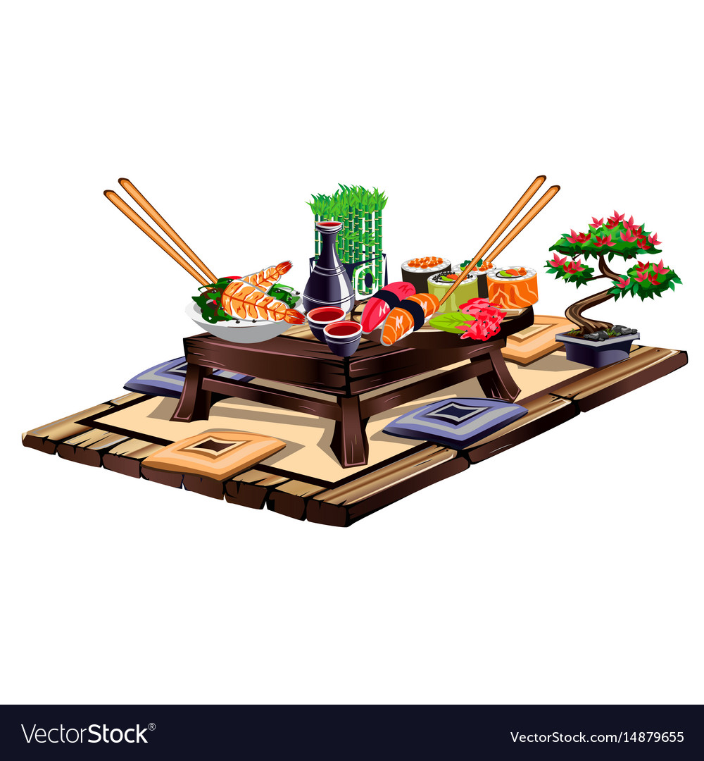 Interior of a japanese restaurant Royalty Free Vector Image