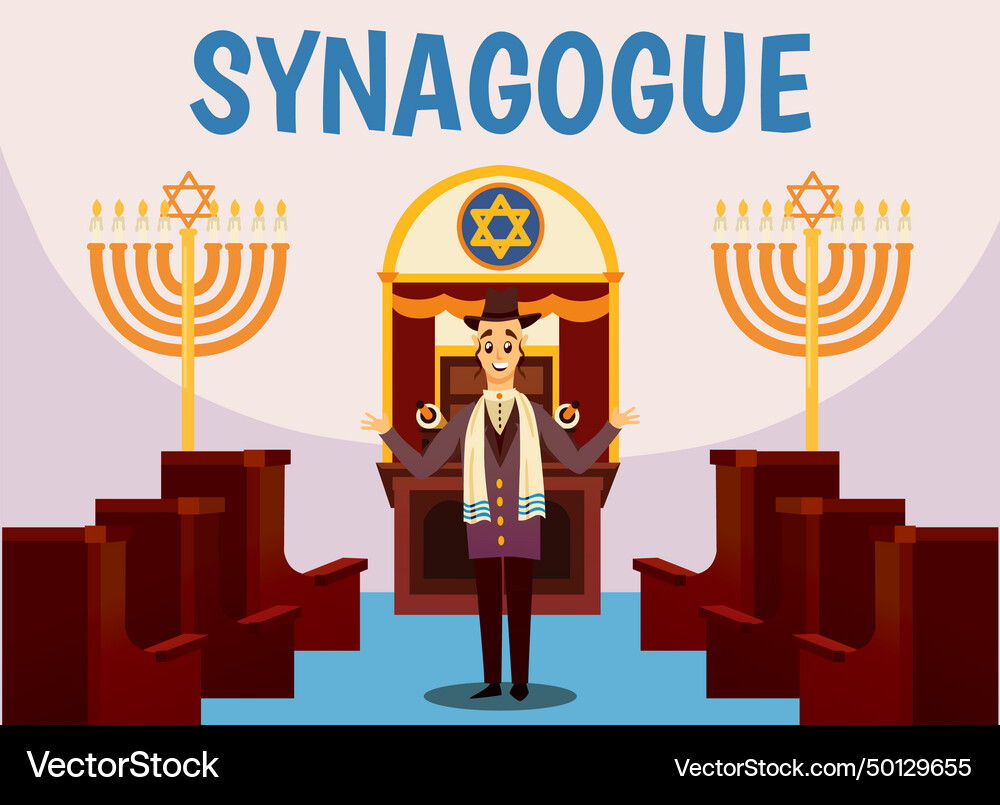 Jewish synagogue cartoon background Royalty Free Vector