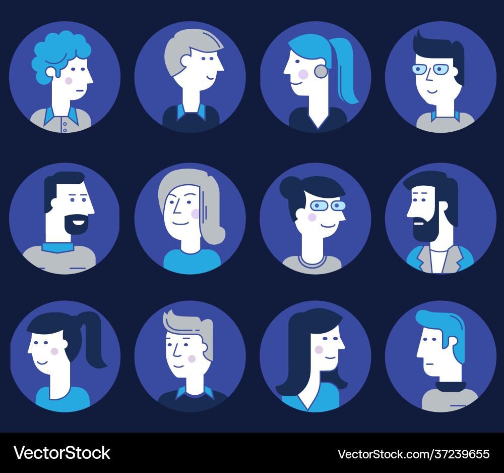 Material cartoon avatars trendy characters Vector Image