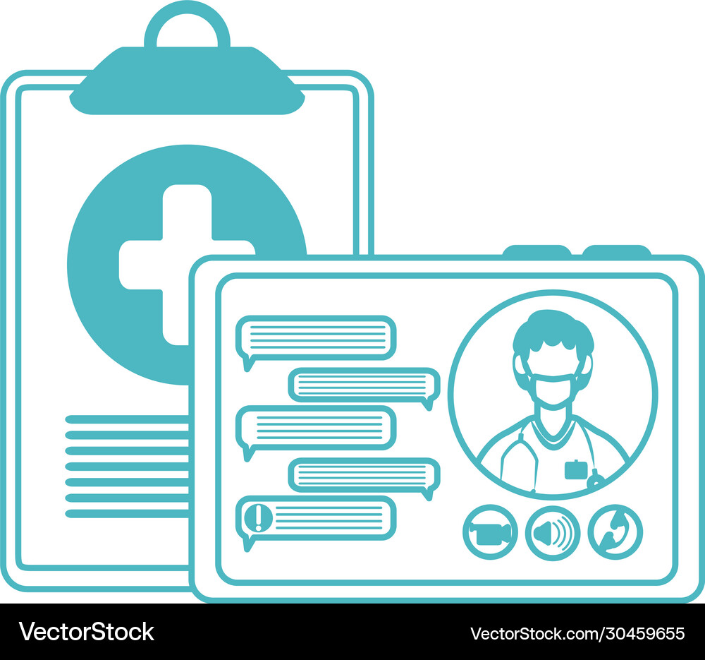 Online doctor tablet computer medical report Vector Image