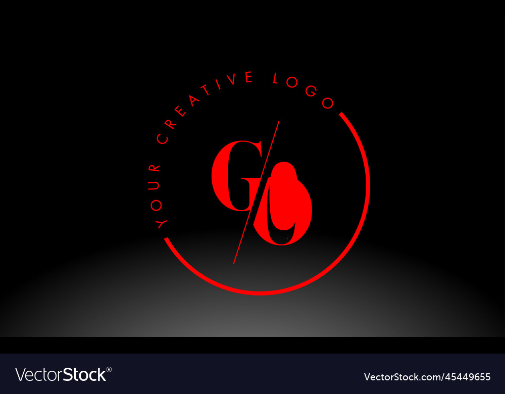Red go serif letter logo design with creative Vector Image