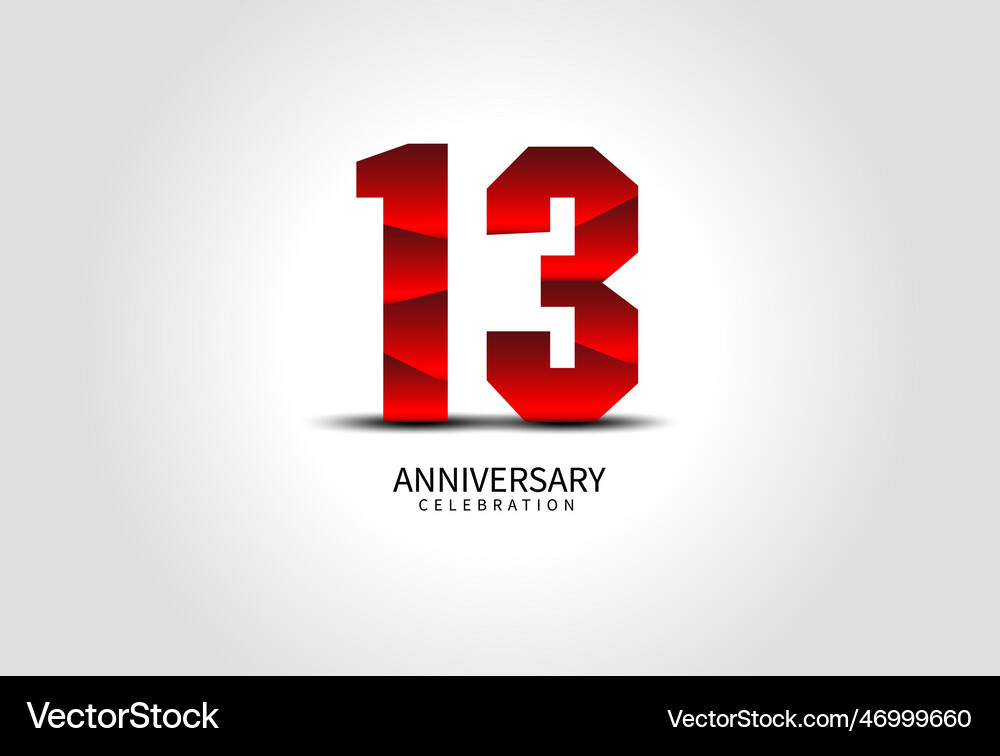 13 year anniversary celebration logo red Vector Image