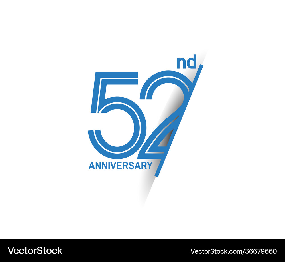 52 anniversary blue cut style isolated on white Vector Image