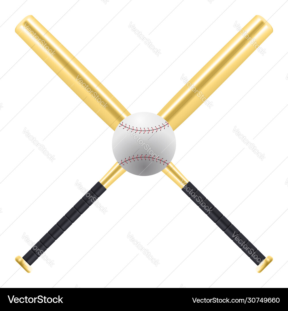 Baseball and golden bats isolated Royalty Free Vector Image