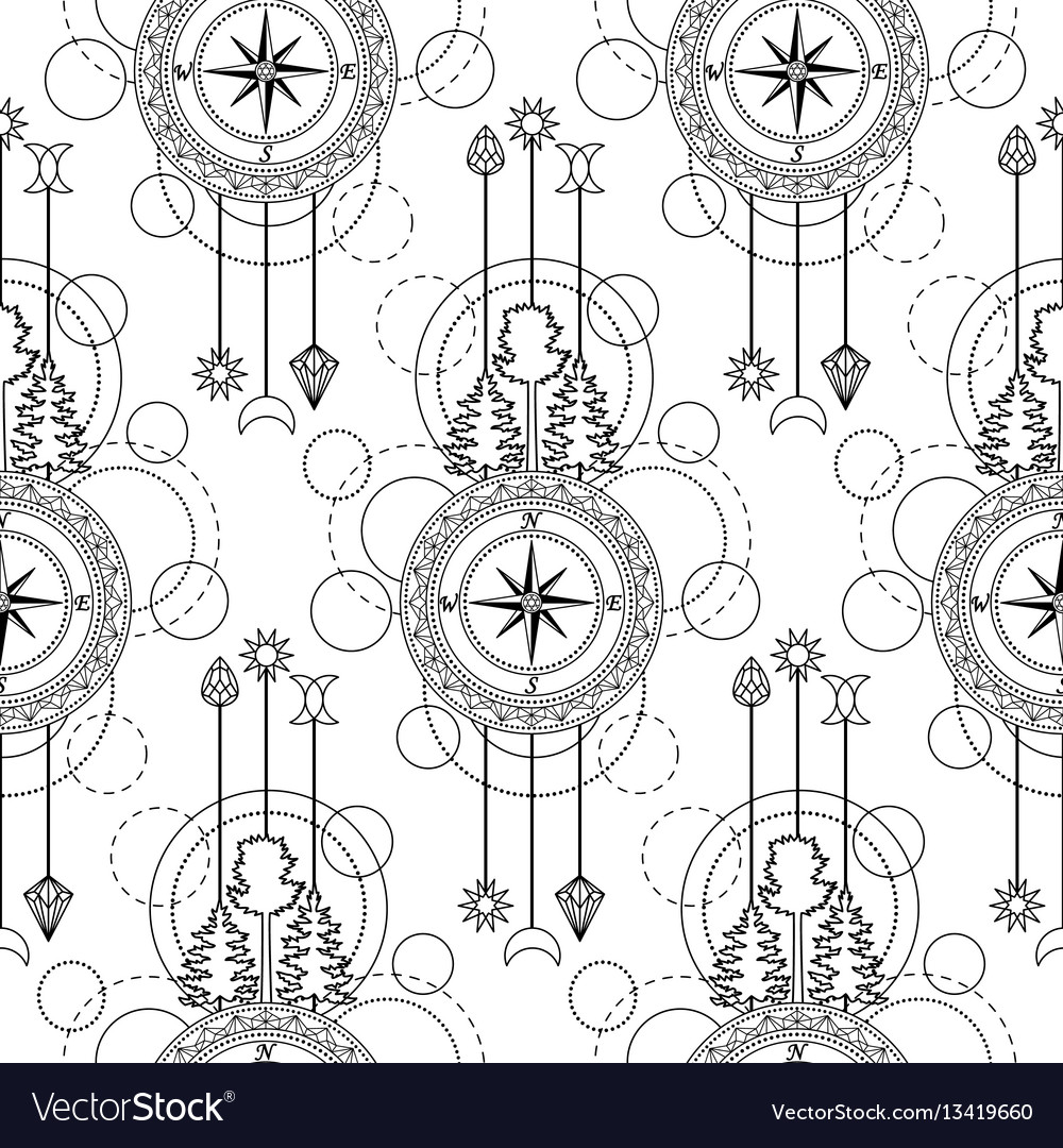 Compass seamless pattern Royalty Free Vector Image