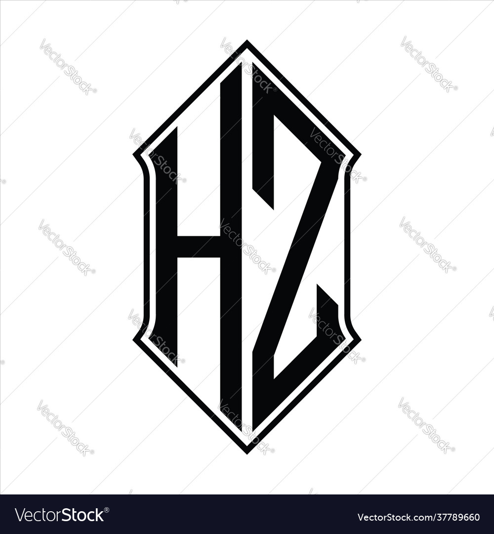 Hz logo monogram with shieldshape and outline Vector Image