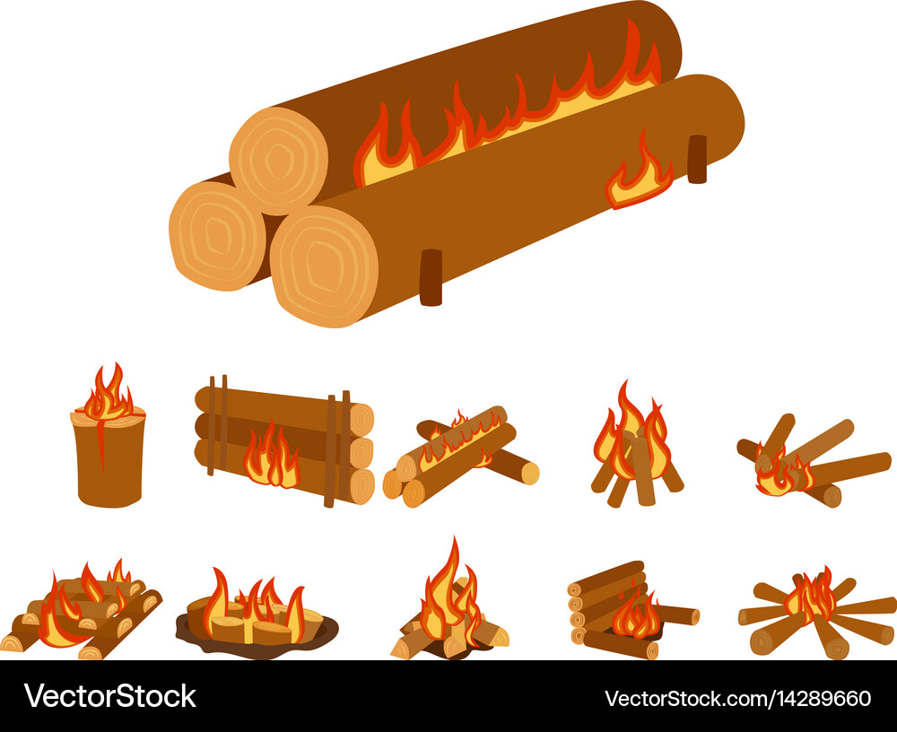 Isolated of campfire logs burning Royalty Free Vector Image