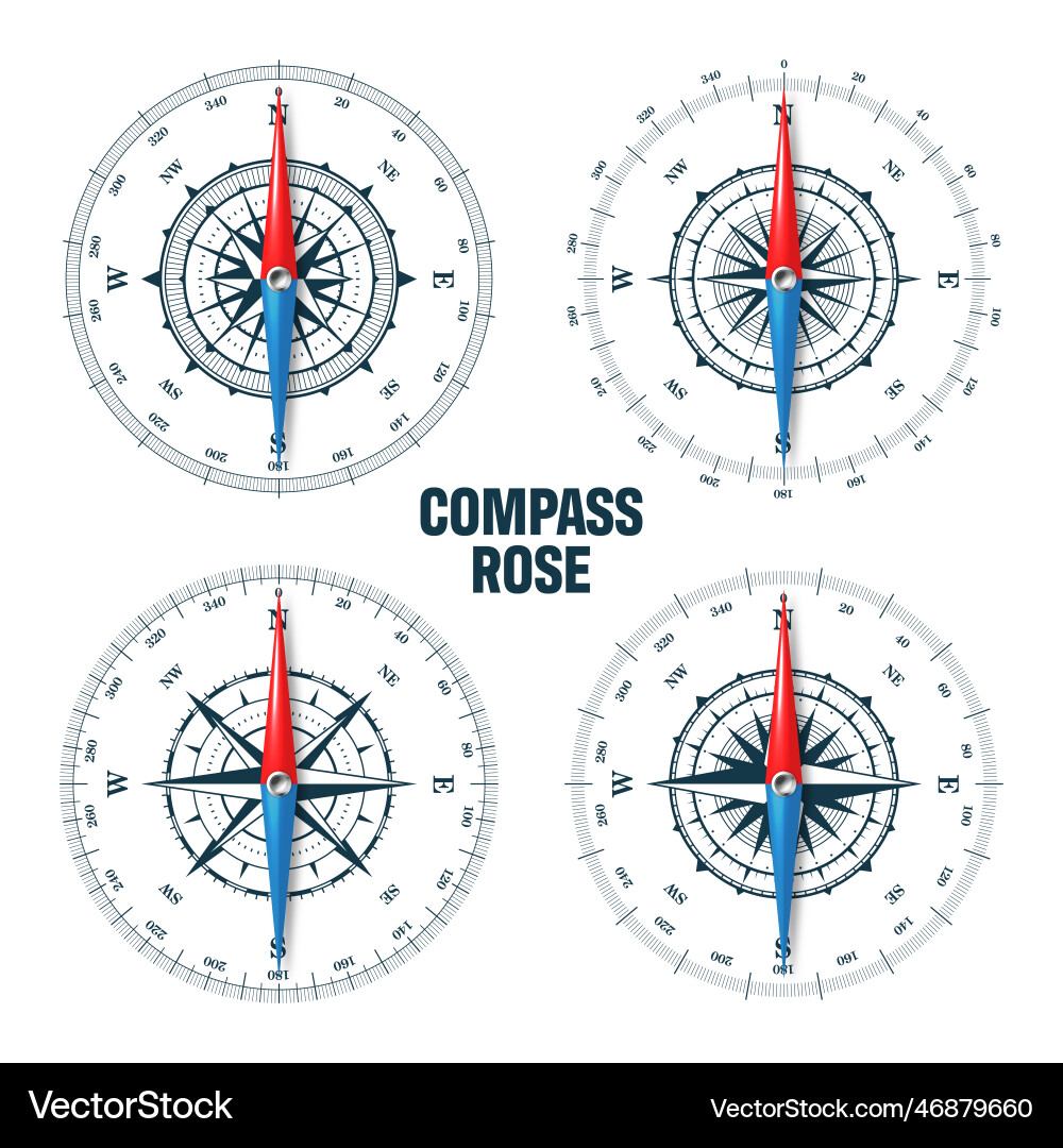 Marine compass nautical wind rose with cardinal Vector Image