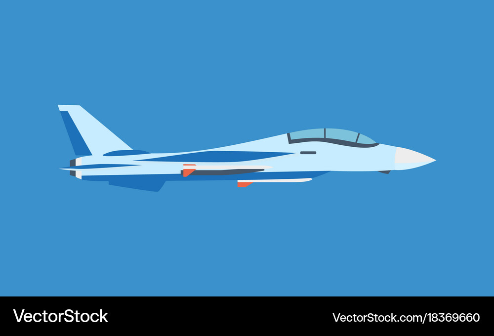 Modern milliary air plane flying on blue sky Vector Image