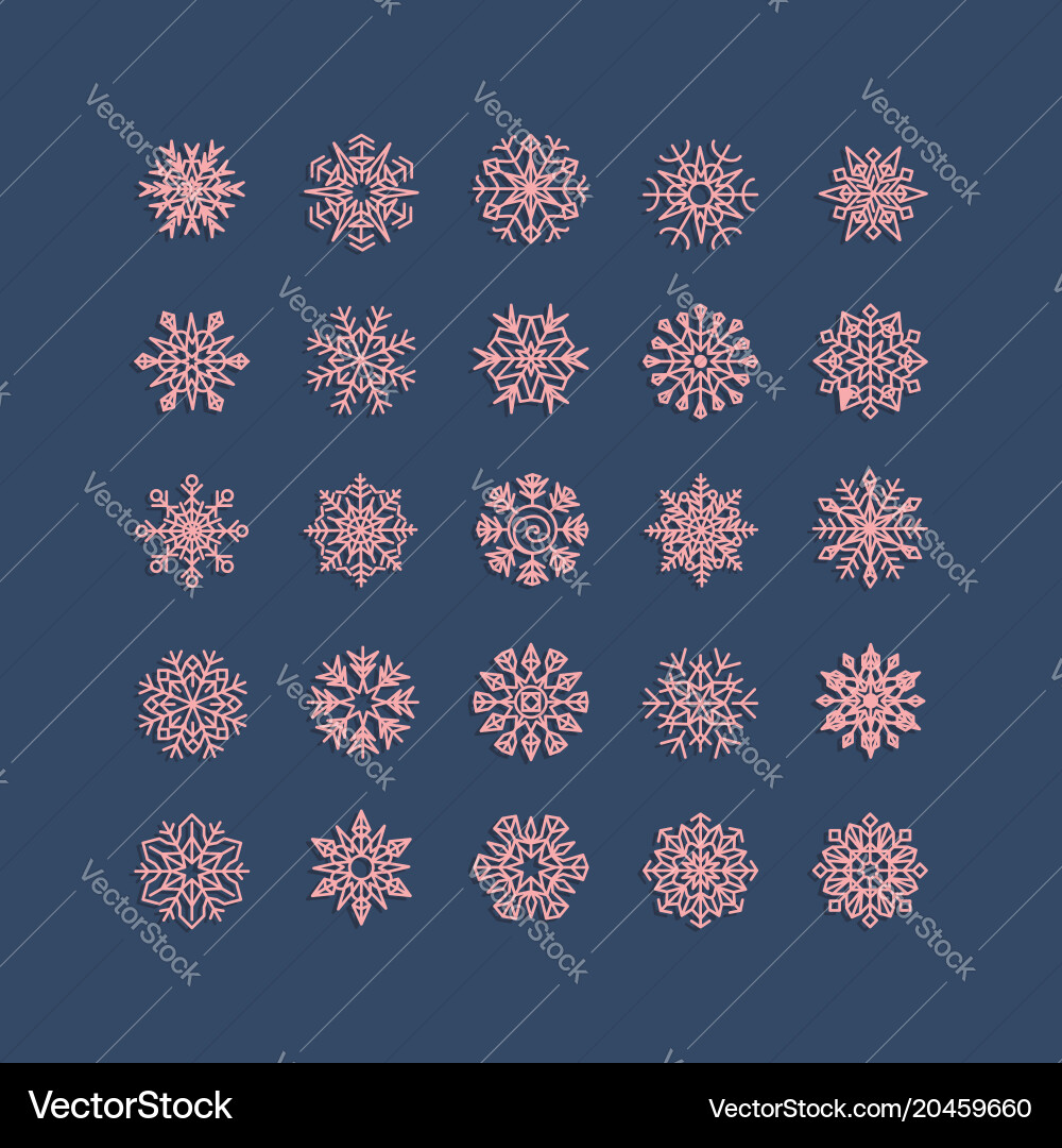Pink snowflakes icon on blue background Royalty Free Vector