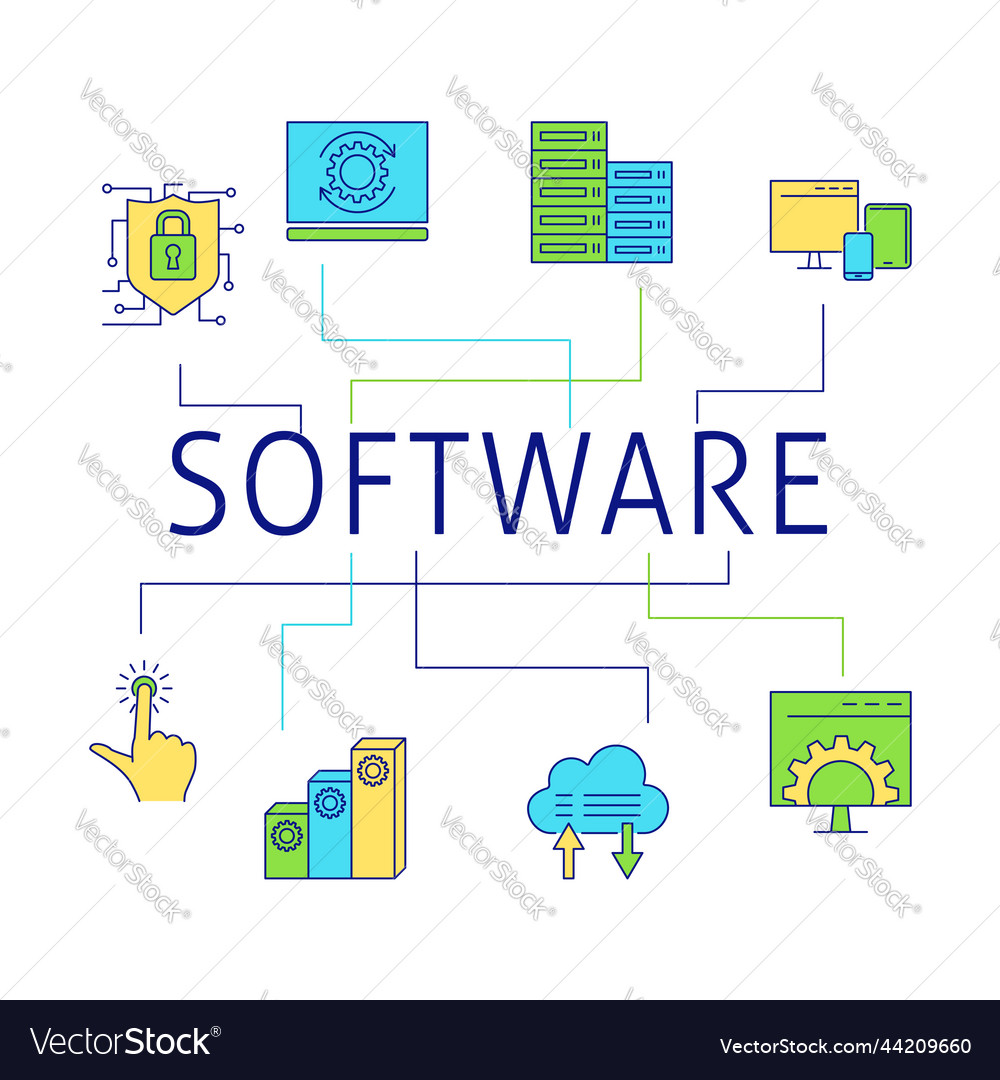 Software development and update poster Royalty Free Vector