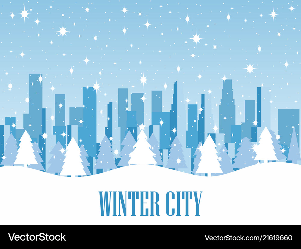 Winter city snow-covered metropolis Royalty Free Vector
